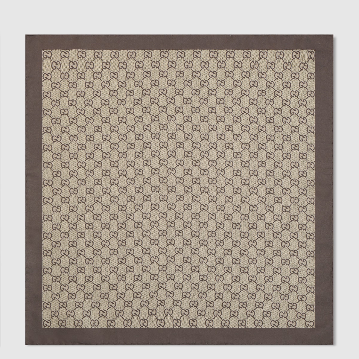 Printed silk twill carré in camel and brown | GUCCI® CH