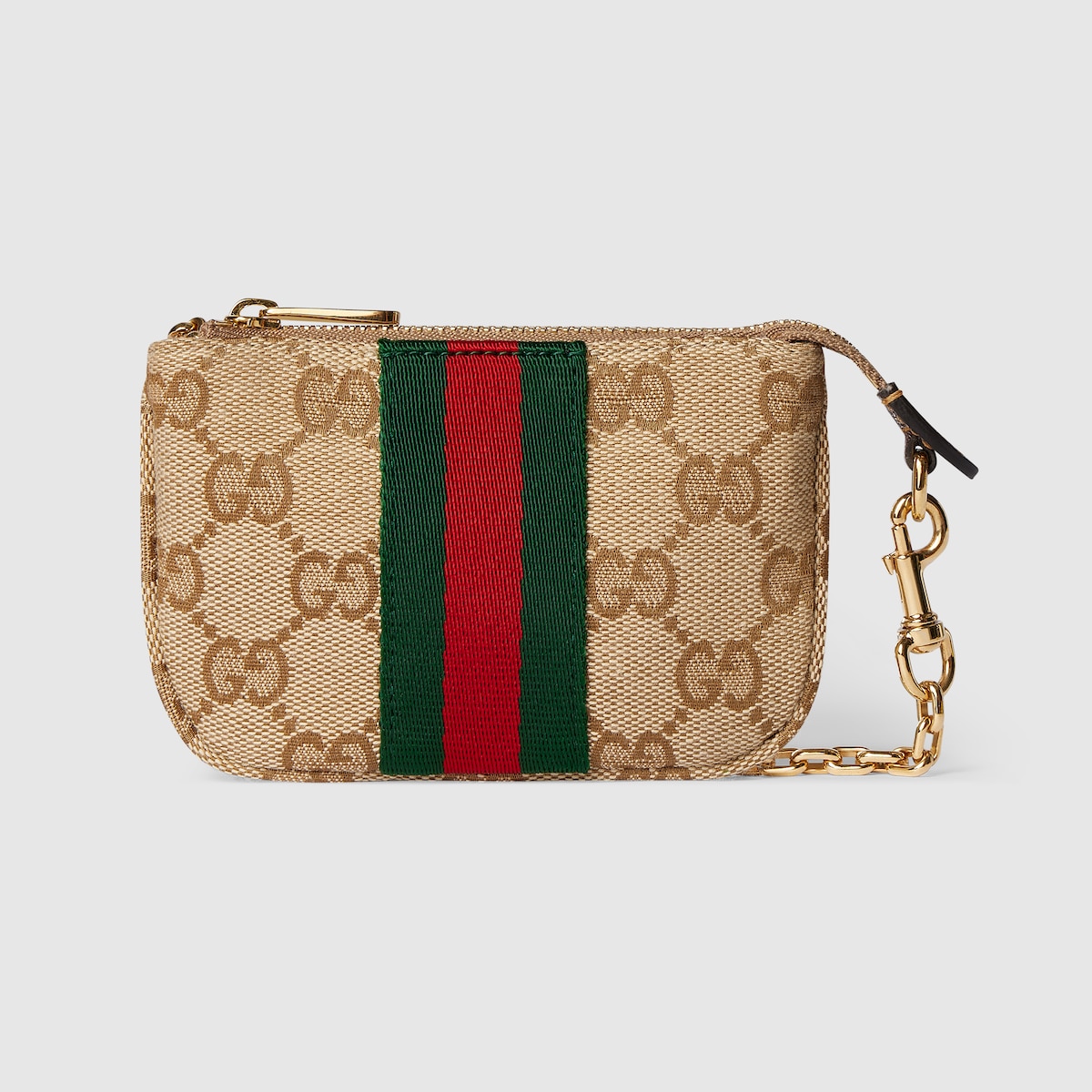 GG coin case with chain in sand and brown GG canvas | GUCCI® SG