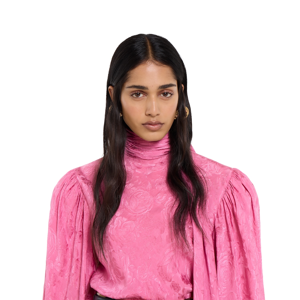 Silk twill shirt with ribbon in pink | GUCCI® ZA