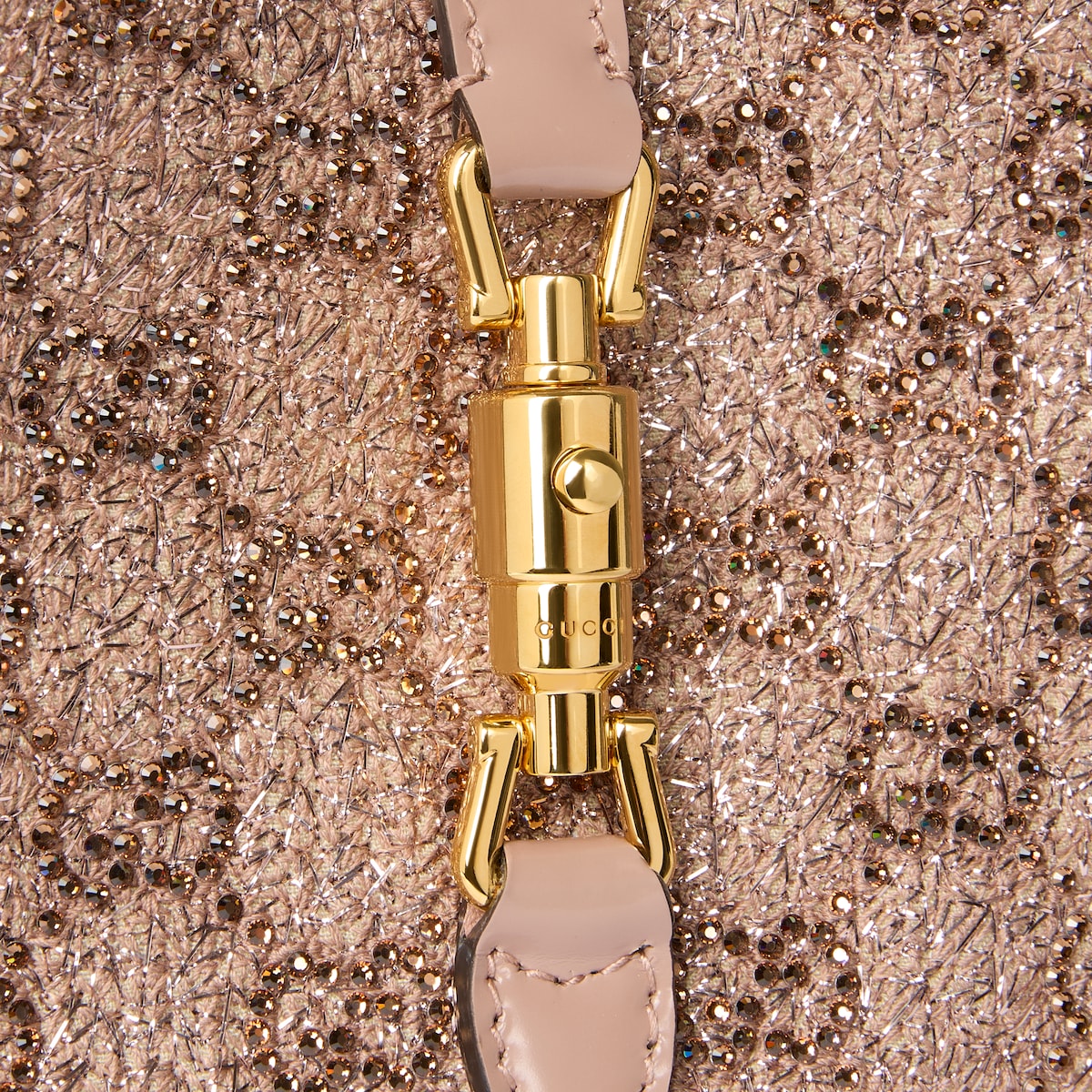 Gucci Jackie 1961 crystal mini bag in dusty pink lamé fabric | GUCCI® US