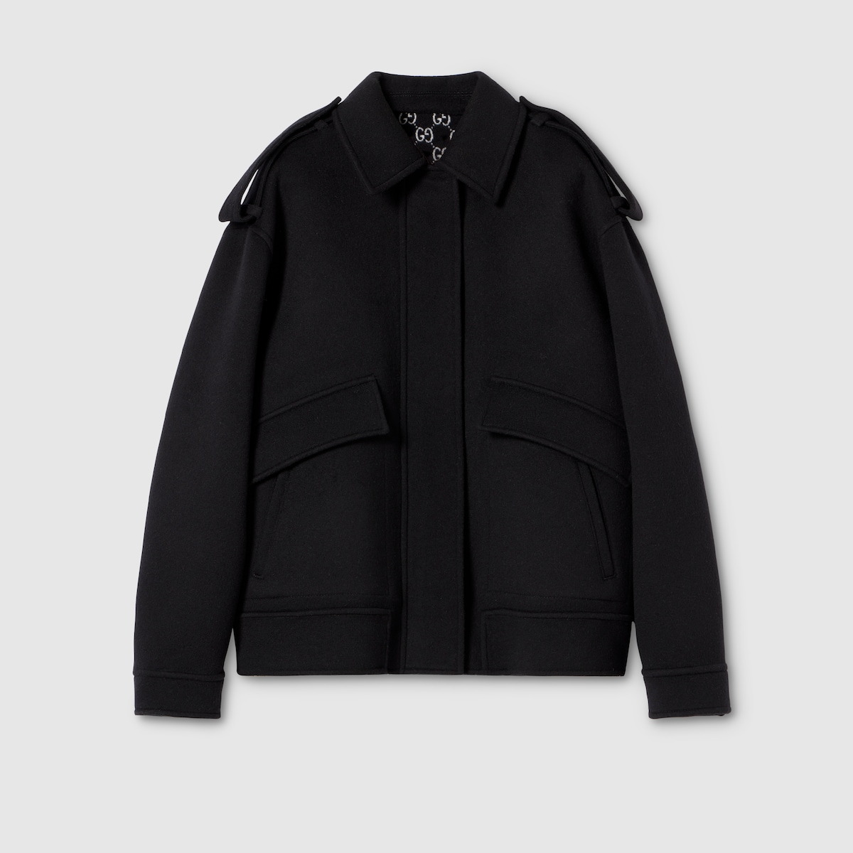 Silk wool bomber jacket in black | GUCCI® SG
