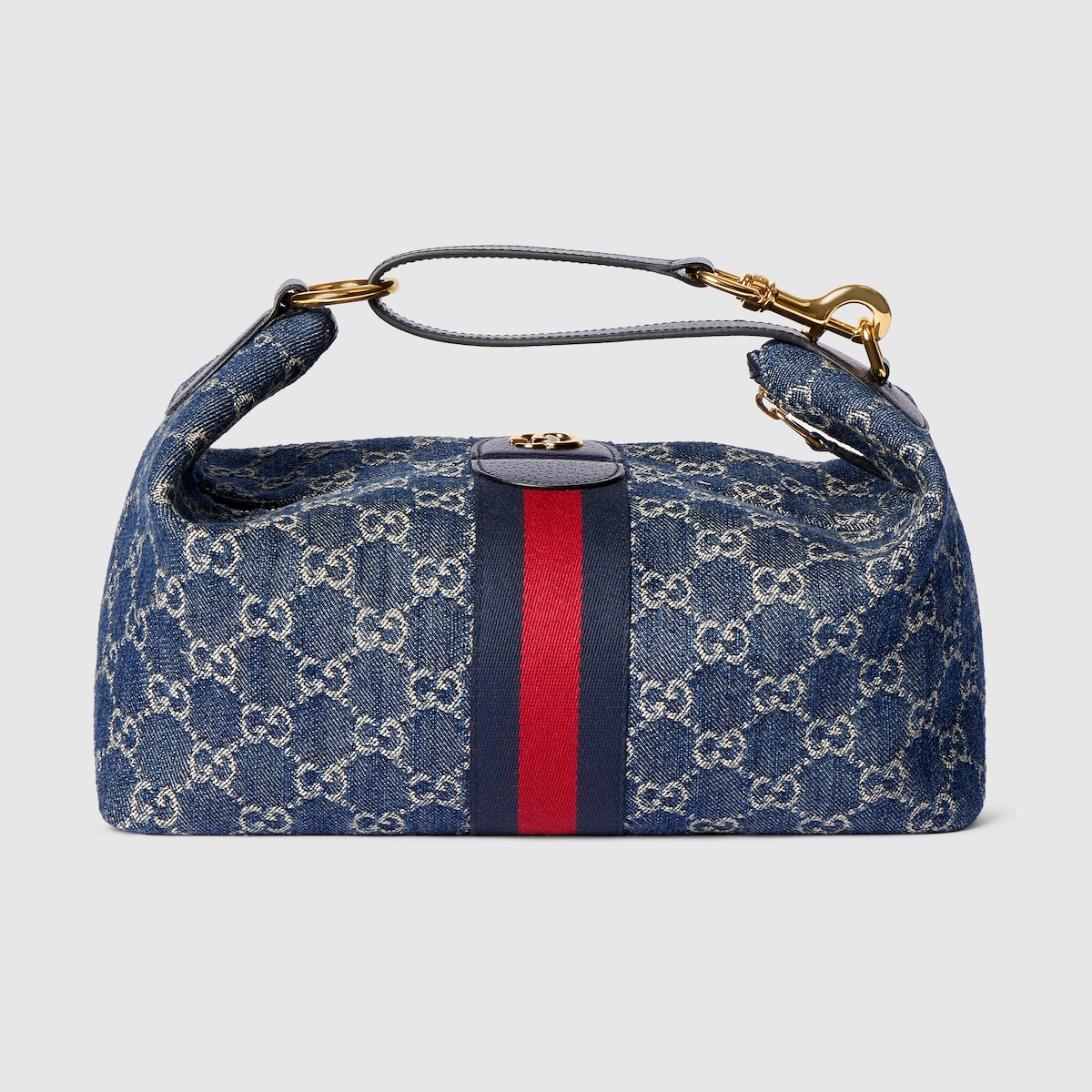 Gucci Vanity medium top handle bag in blue and white GG denim | GUCCI® UK