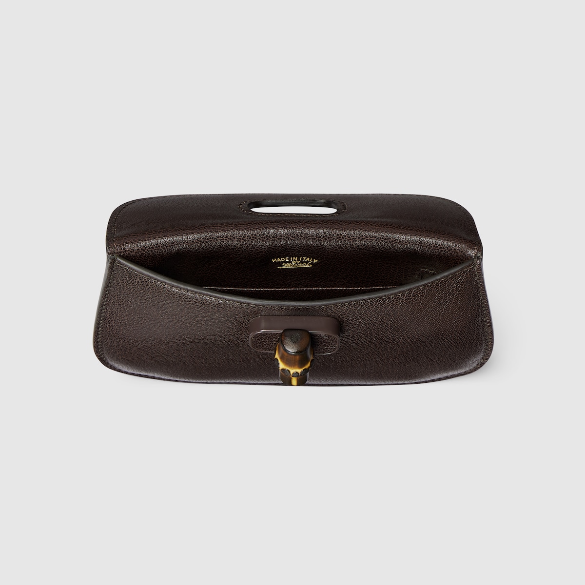 Bamboo small pouch in dark brown leather | GUCCI® PT