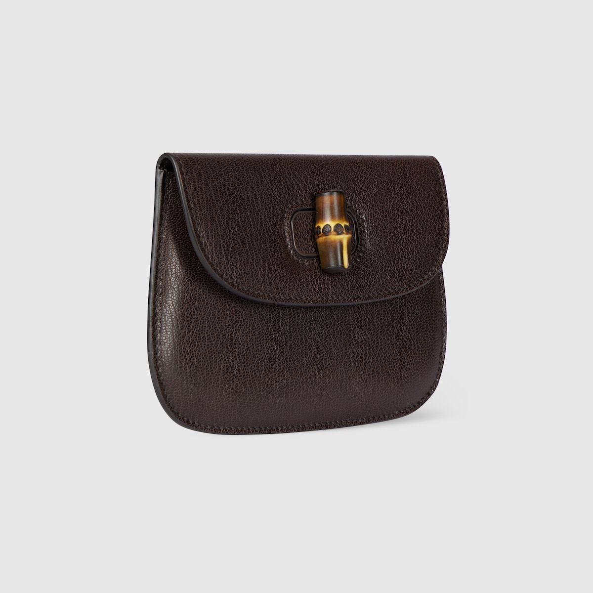 Bamboo small pouch in dark brown leather | GUCCI® INT