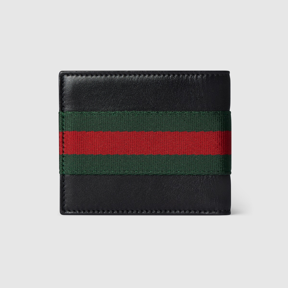 Web Trademark bi-fold wallet inblack leather | GUCCI® International