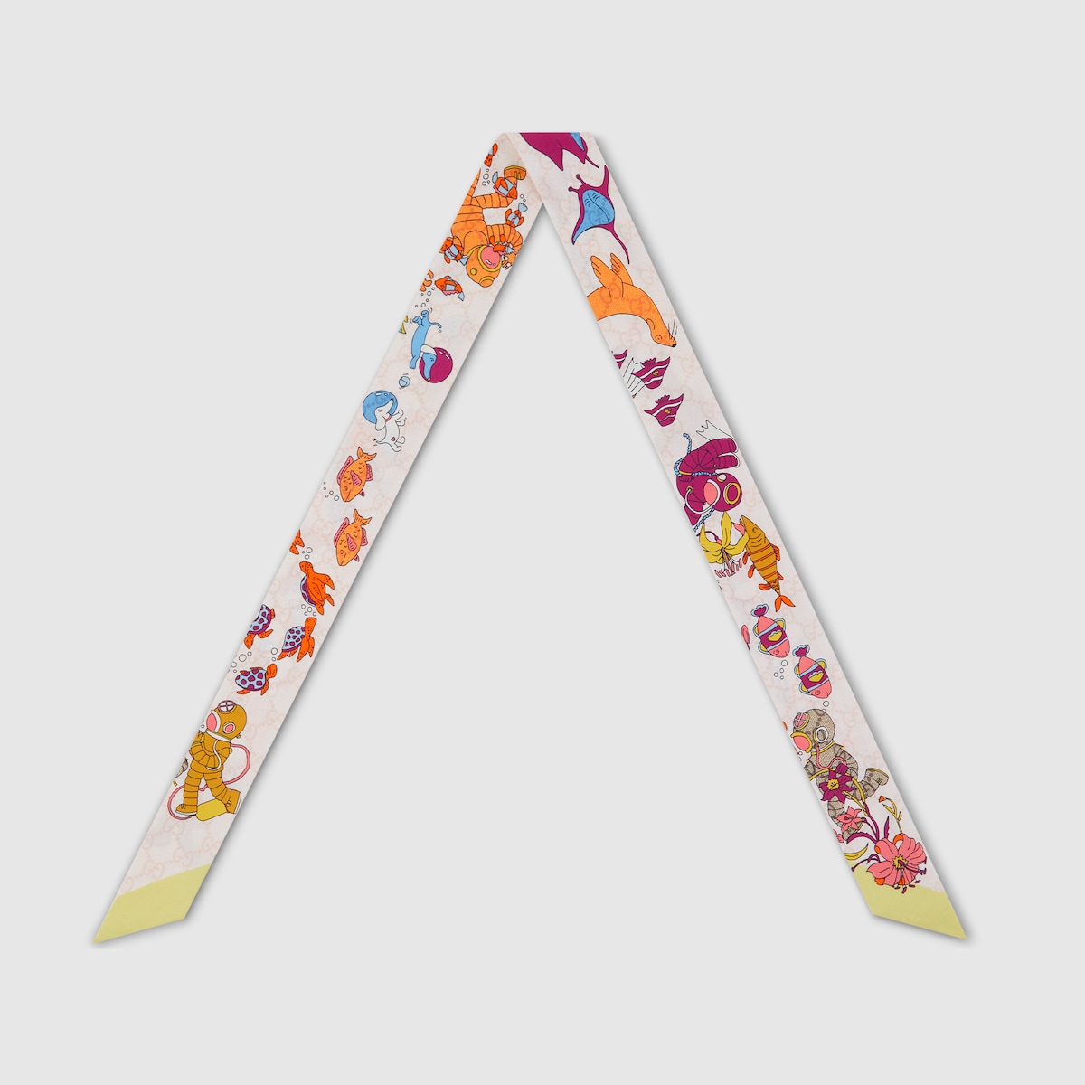 Printed silk ribbon in light blue | GUCCI® UK