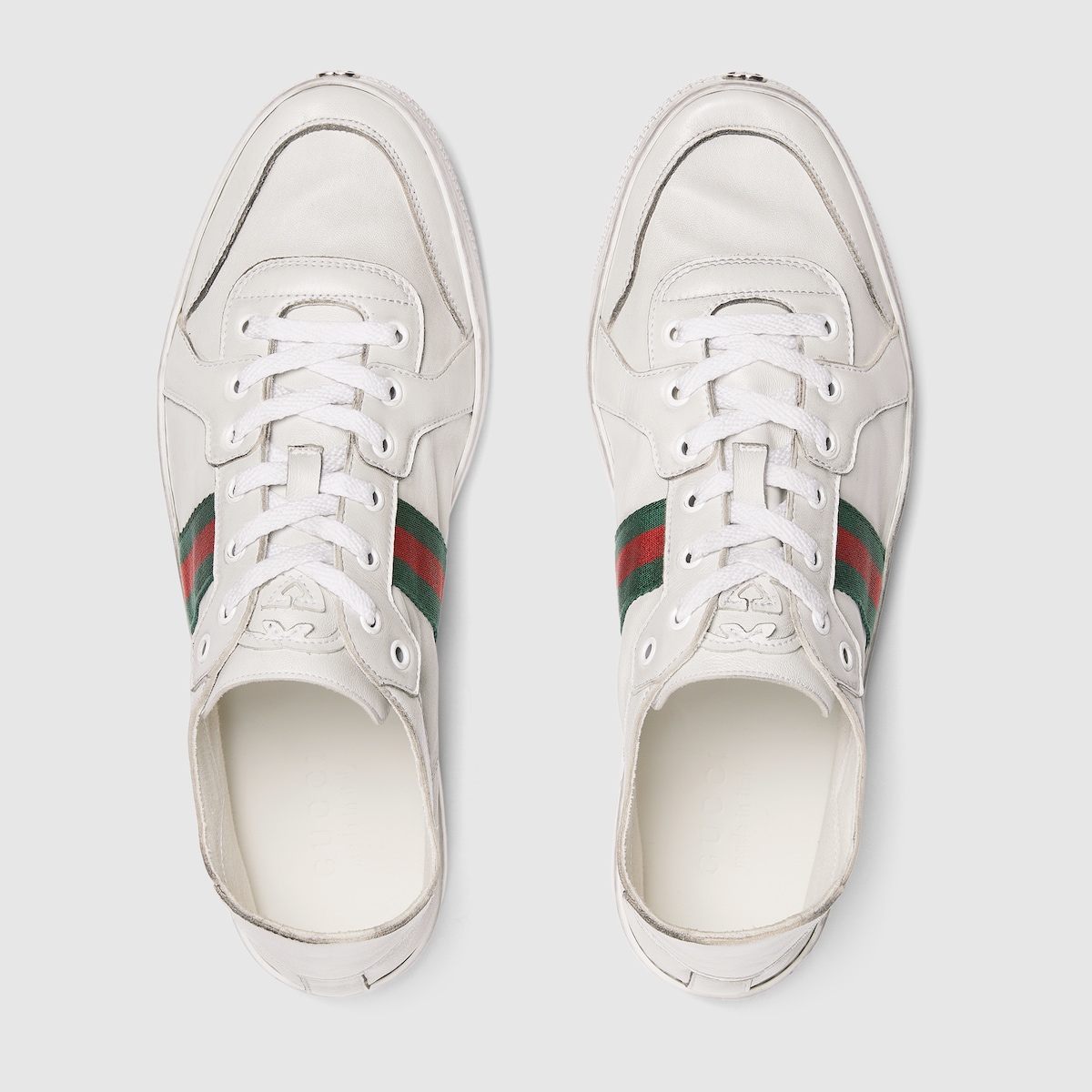 Men's Stretch low-top sneaker inwhite leather | GUCCI® International