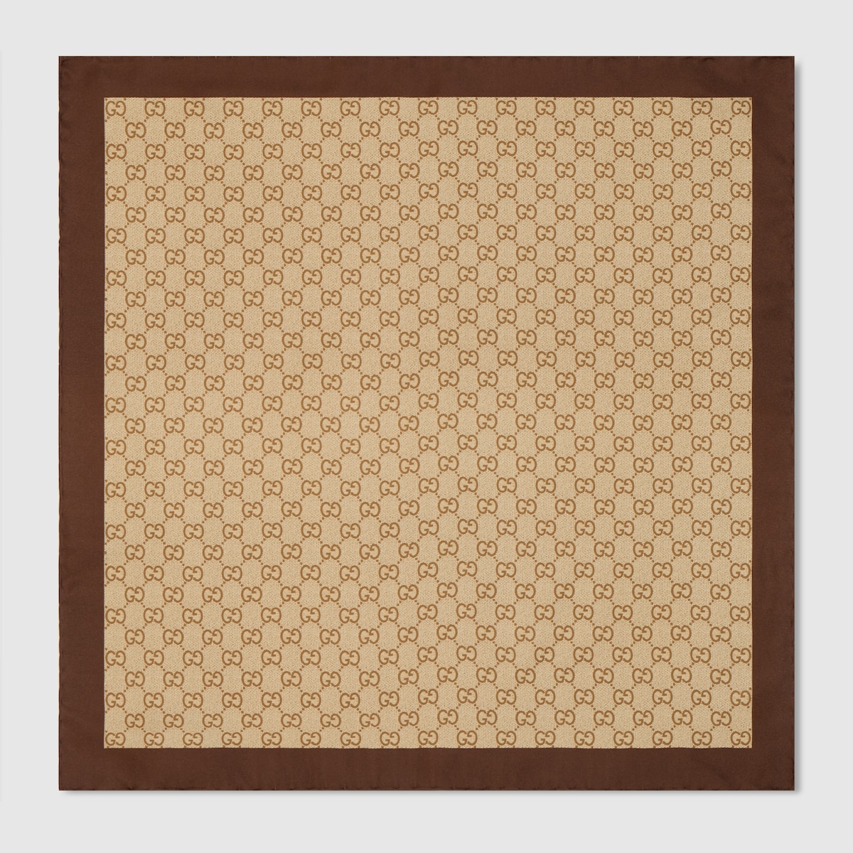 Printed silk twill carré in brown and light brown | GUCCI® CH