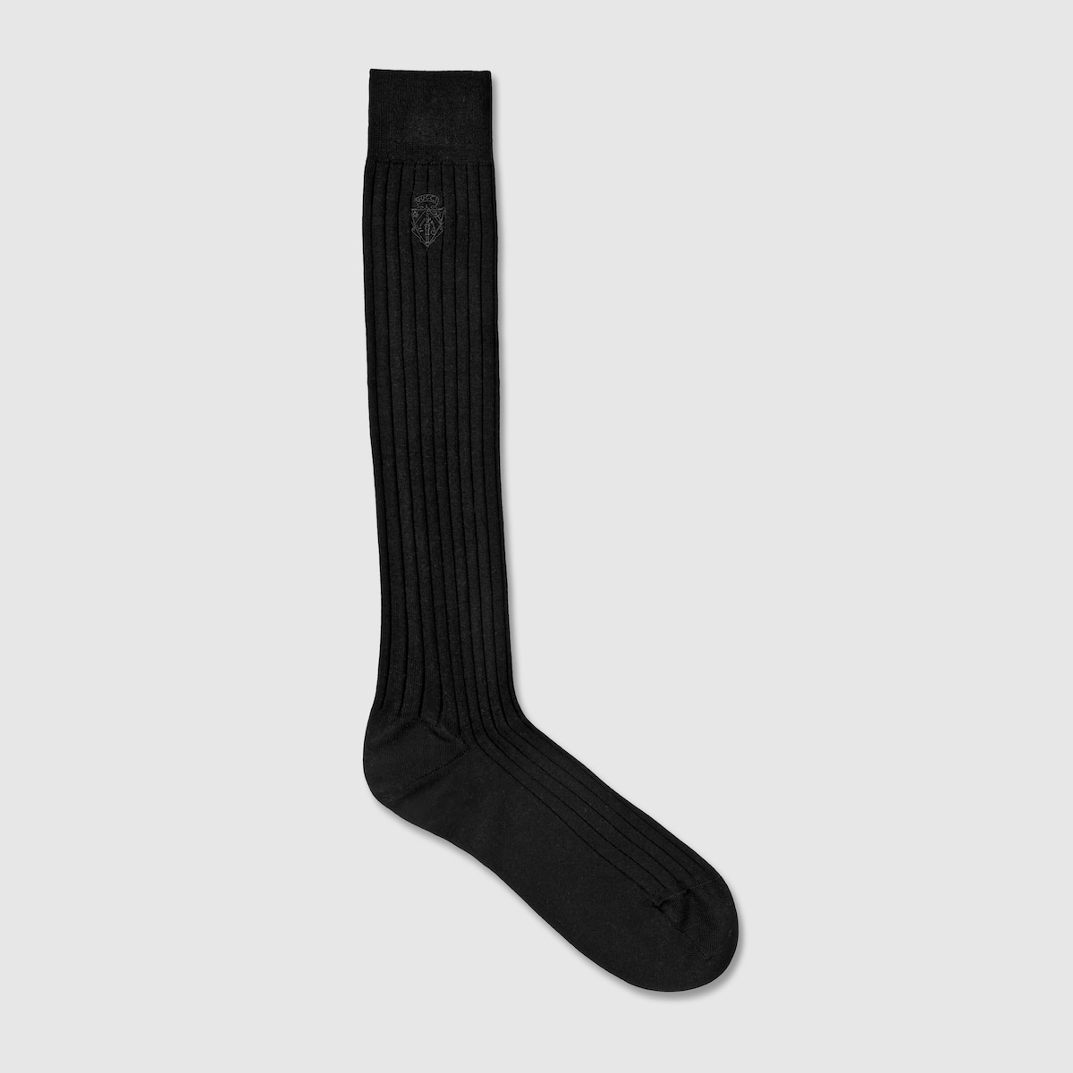 Knit cotton socks with embroidery in black | GUCCI® SG