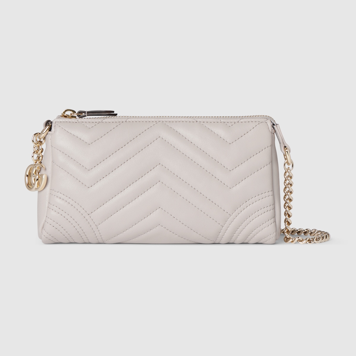 GG Marmont small shoulder bag in light grey leather | GUCCI® AE