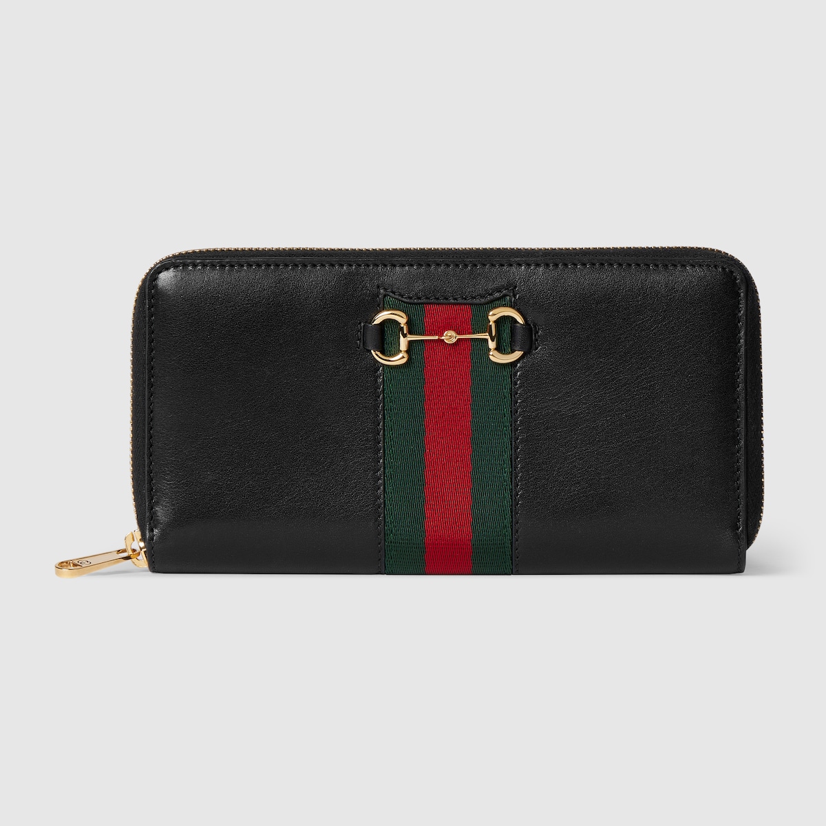 Gucci Horsebit Web zip around wallet in black leather | GUCCI® AU
