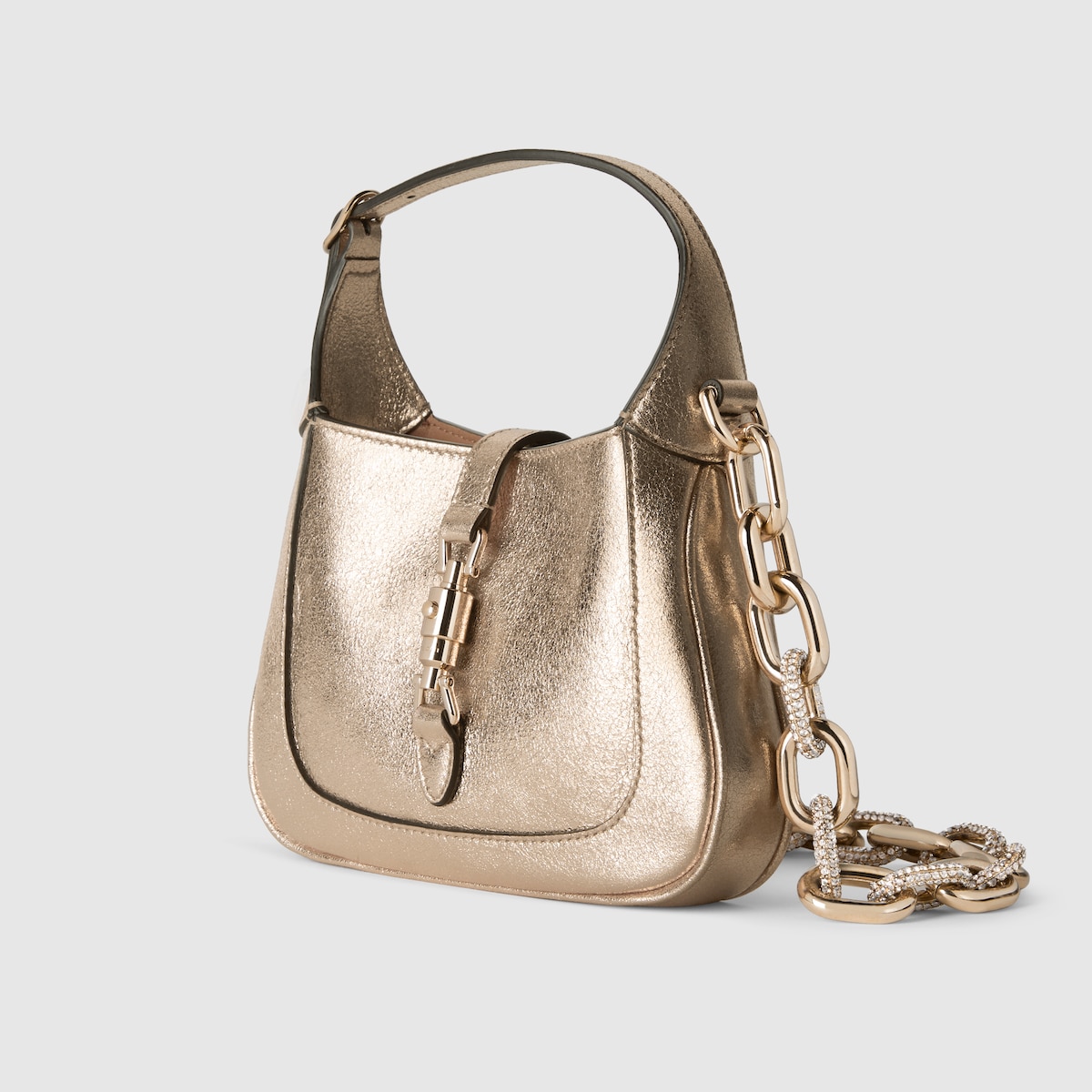 Gucci Jackie 1961 mini bag in metallic gold lamé leather | GUCCI® HU