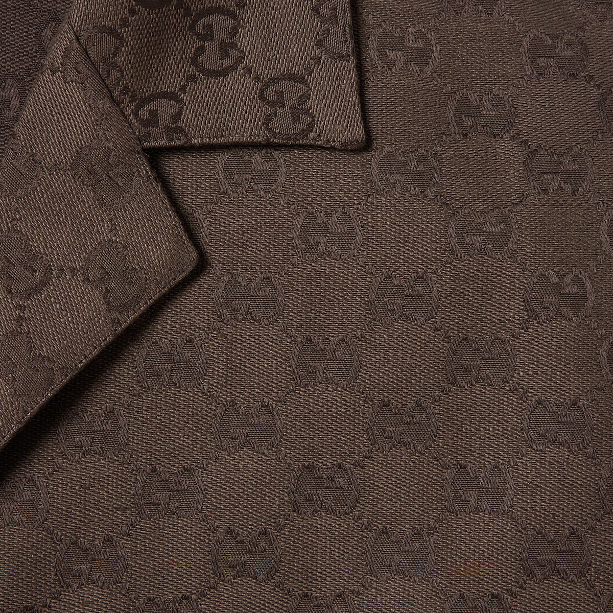 GG canvas linen blend bowling shirt in brown | GUCCI® AE