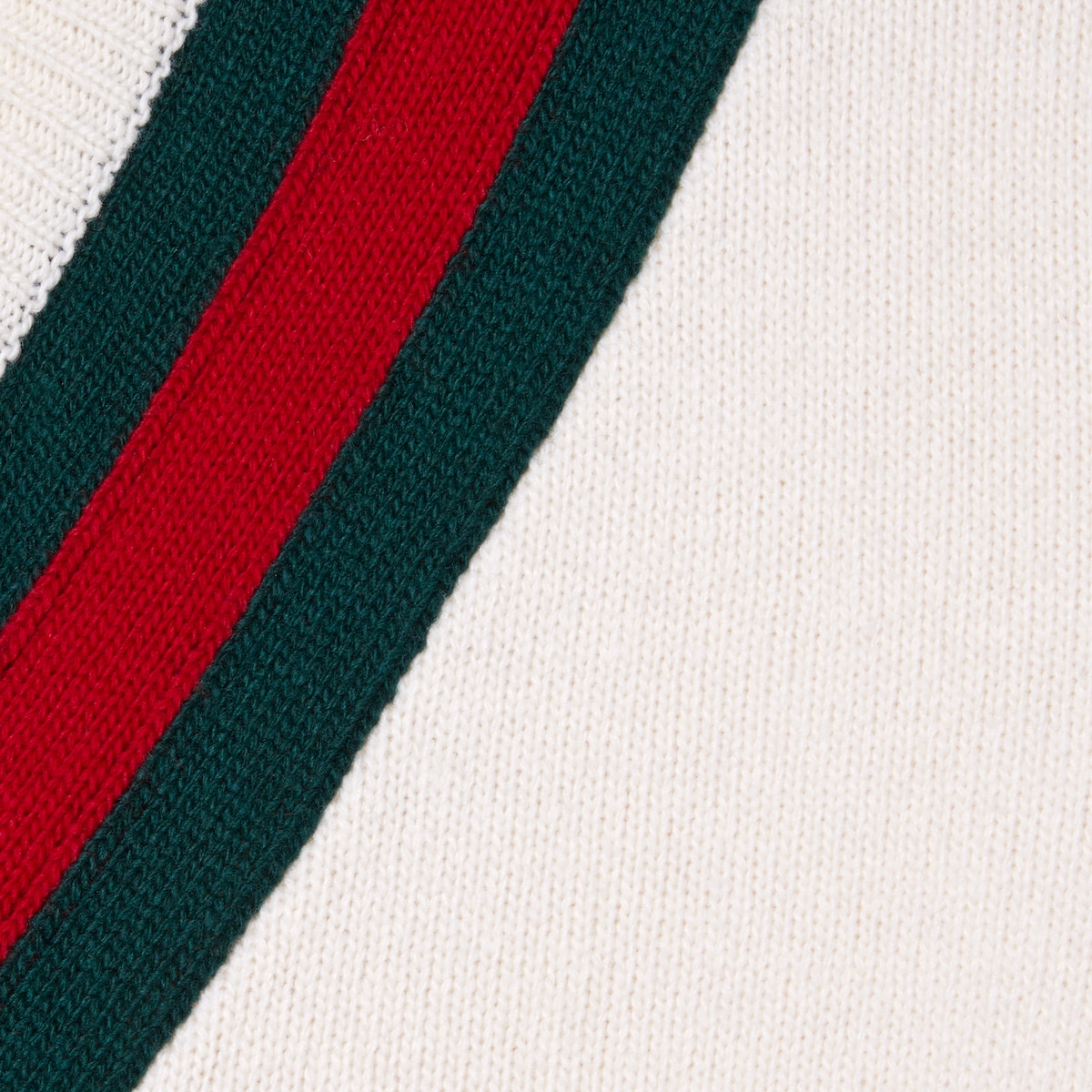 Fine knit wool sweater with Web in ivory | GUCCI® AE