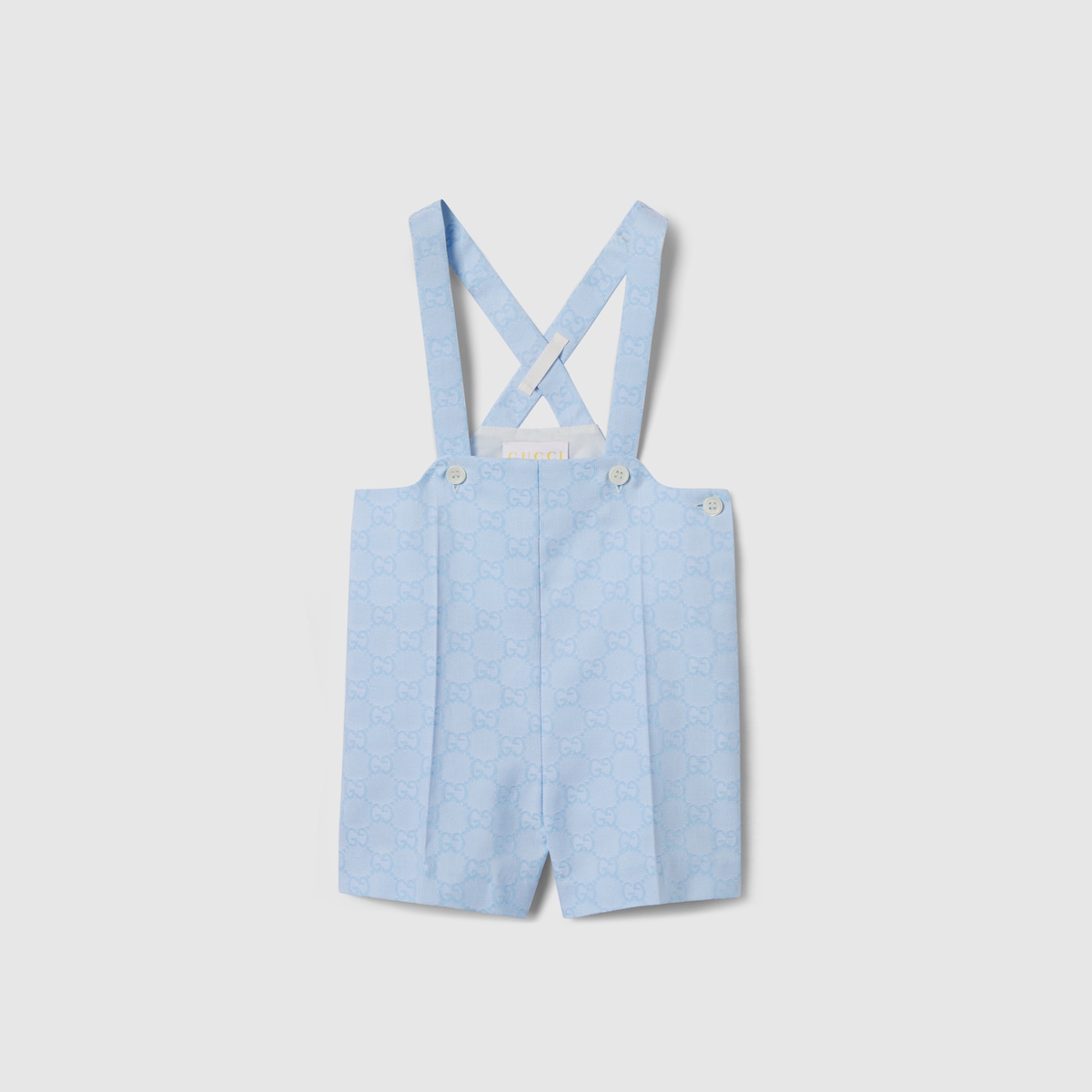 Baby GG cotton jacquard overall in light blue | GUCCI® US
