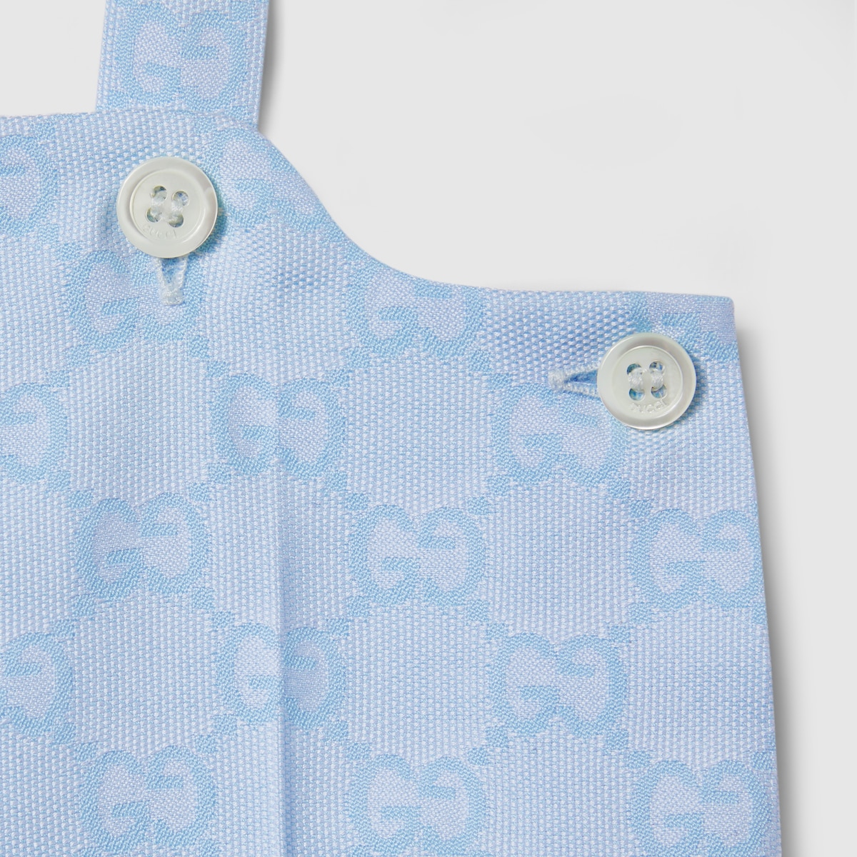 Baby GG cotton jacquard overall in light blue | GUCCI® US