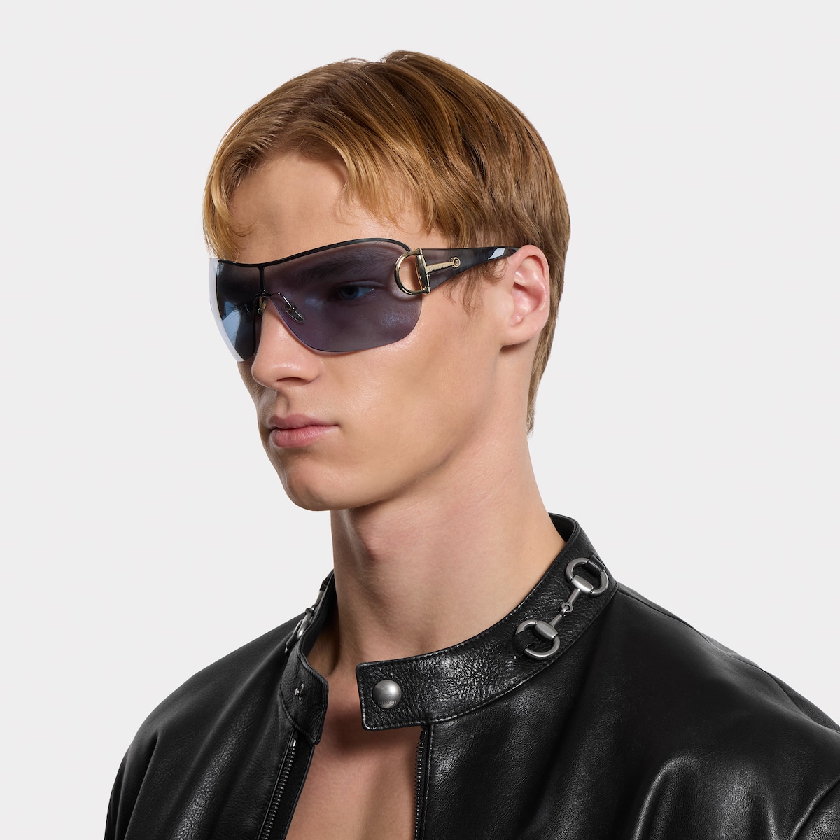 Frameless mask sunglasses in gold-toned | GUCCI® NZ