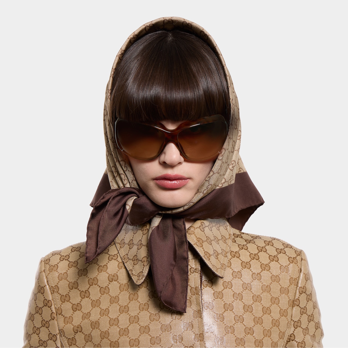 Square frame sunglasses in tortoiseshell brown | GUCCI® US