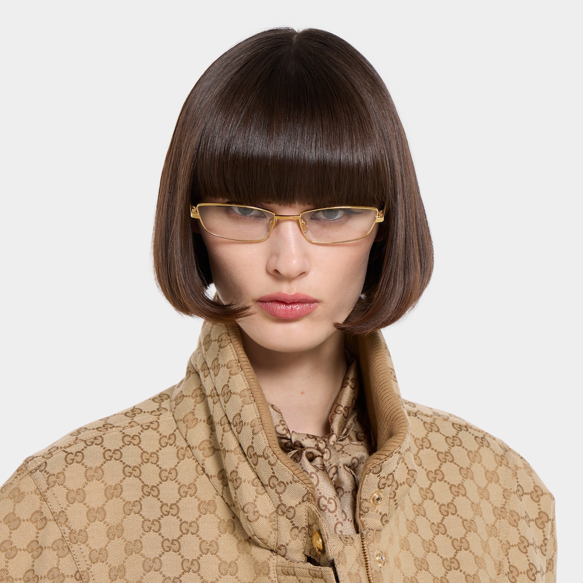 Rectangular optical frame in gold-toned | GUCCI® UK