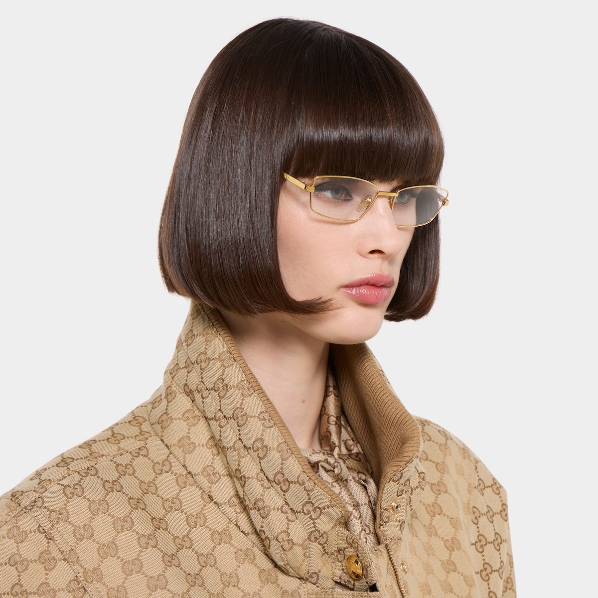 Rectangular optical frame in gold-toned | GUCCI® US