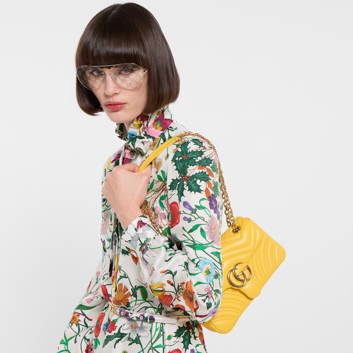 GG Marmont small shoulder bag in yellow leather | GUCCI® US