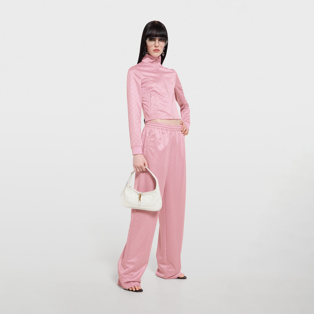 GG jersey jacquard zip jacket in light pink | GUCCI® US