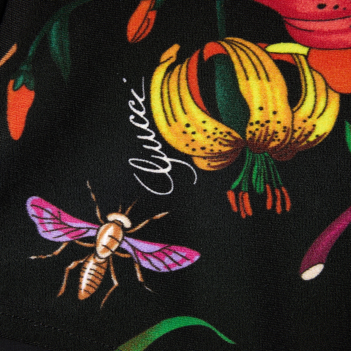 Printed sparkling jersey swimsuit in multicolor | GUCCI® SG