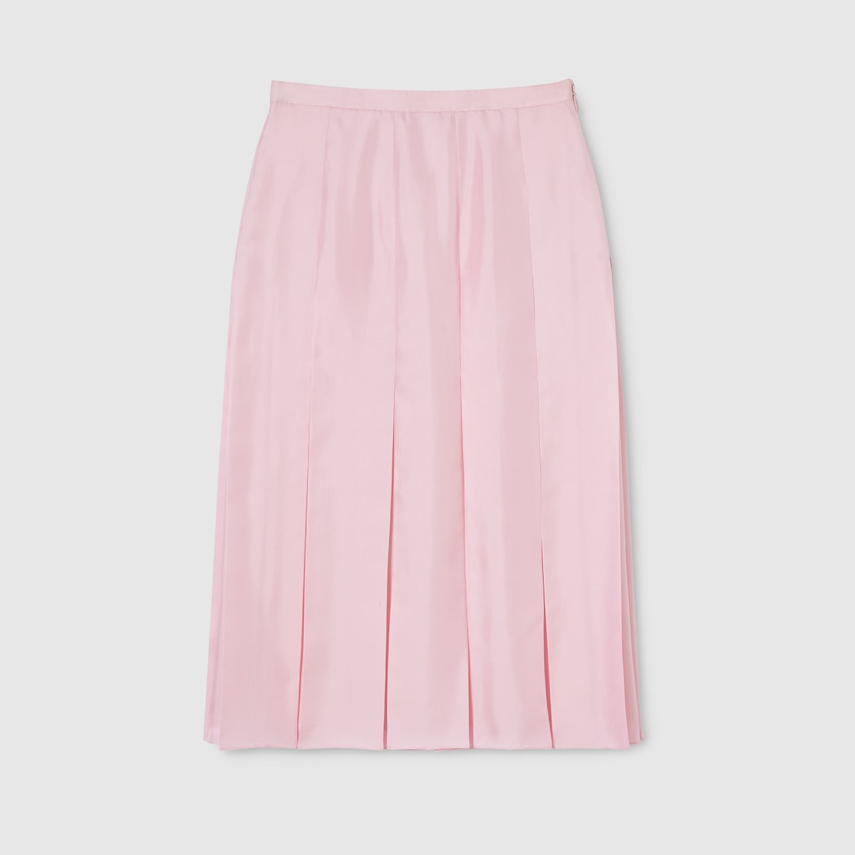 Silk twill pleated midi skirt in light pink | GUCCI® DK