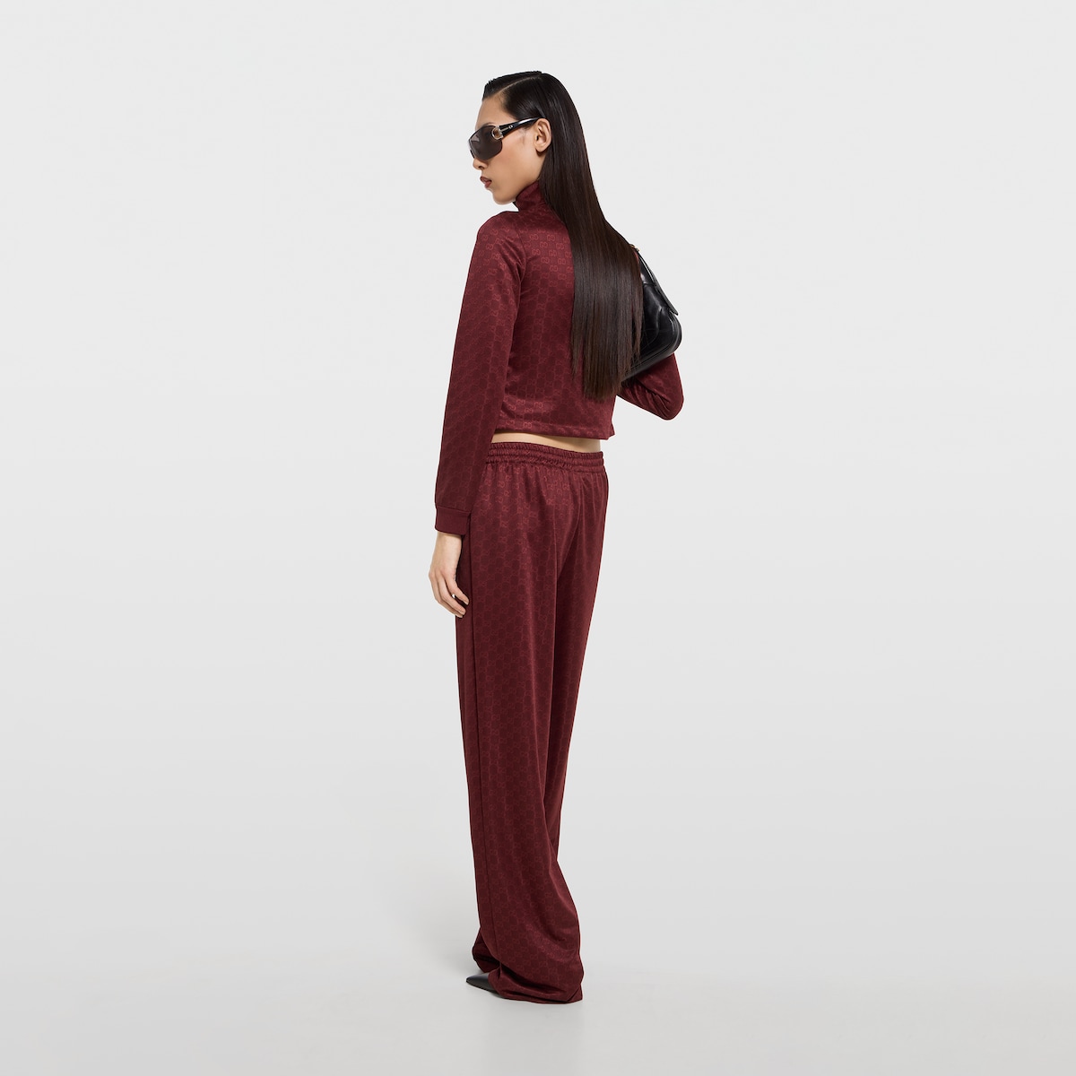 GG jersey jacquard zip jacket in bordeaux | GUCCI® INT