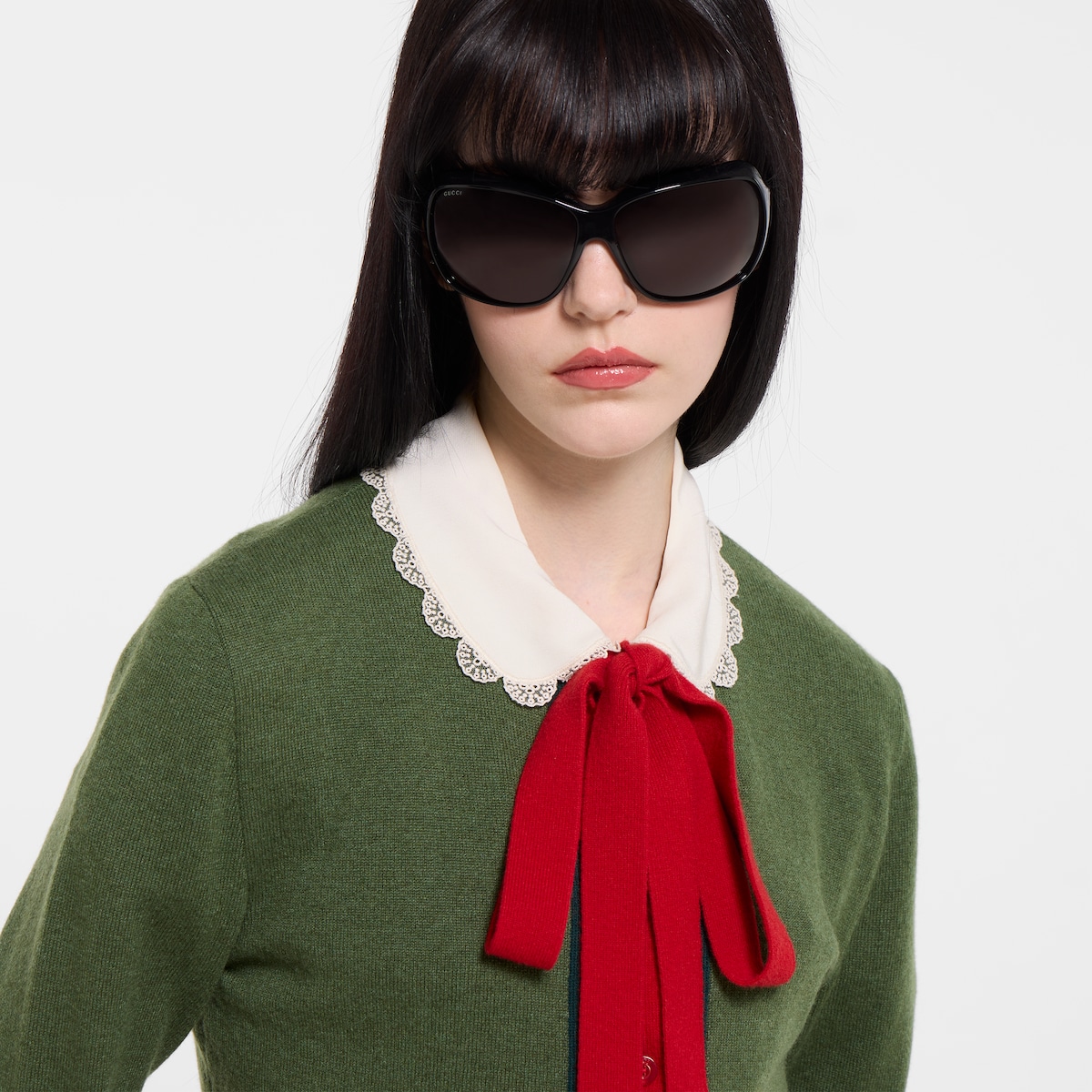 Knit wool cashmere cardigan with Web ingreen | GUCCI® International
