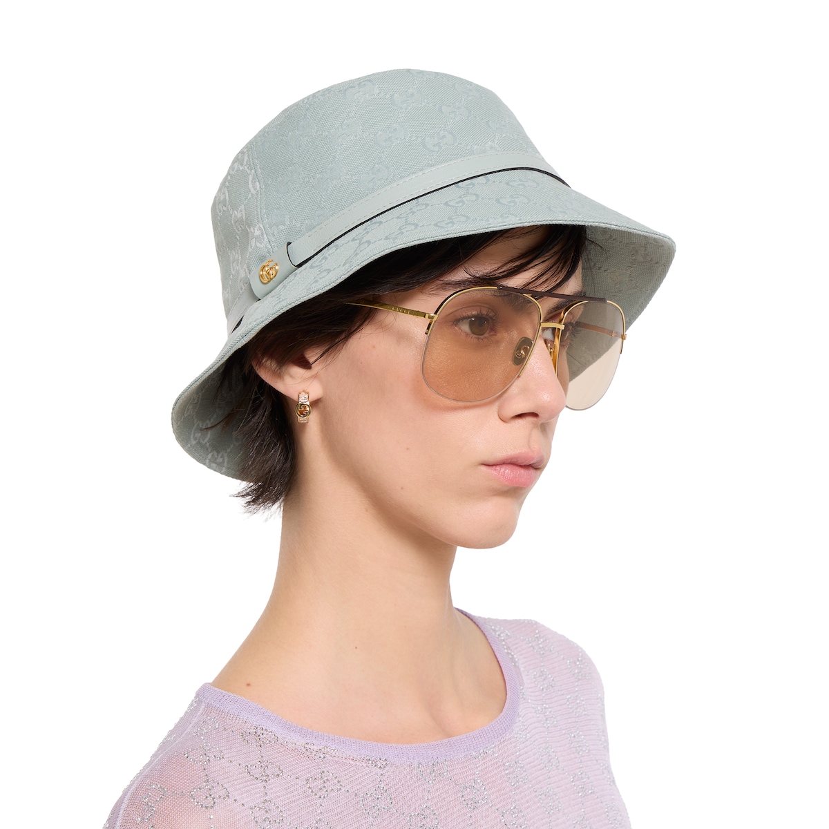 GG canvas bucket hat in icy blue | GUCCI® US