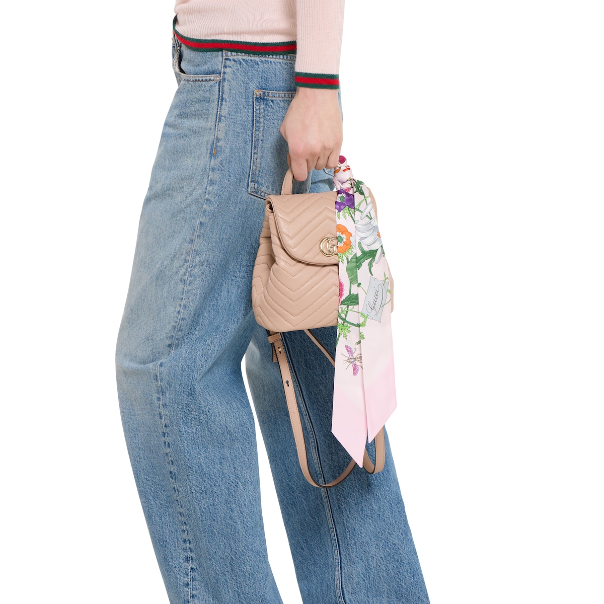 Printed silk twill ribbon in pink and light pink | GUCCI® UK