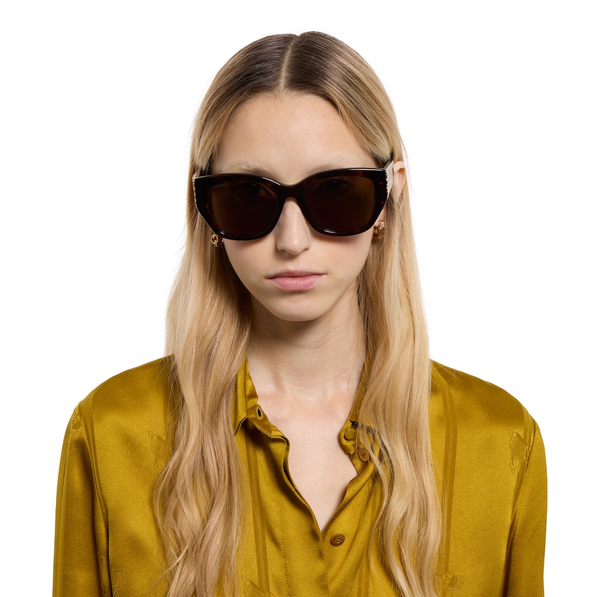 Specialized fit cat-eye sunglasses in dark brown tortoiseshell | GUCCI® SG