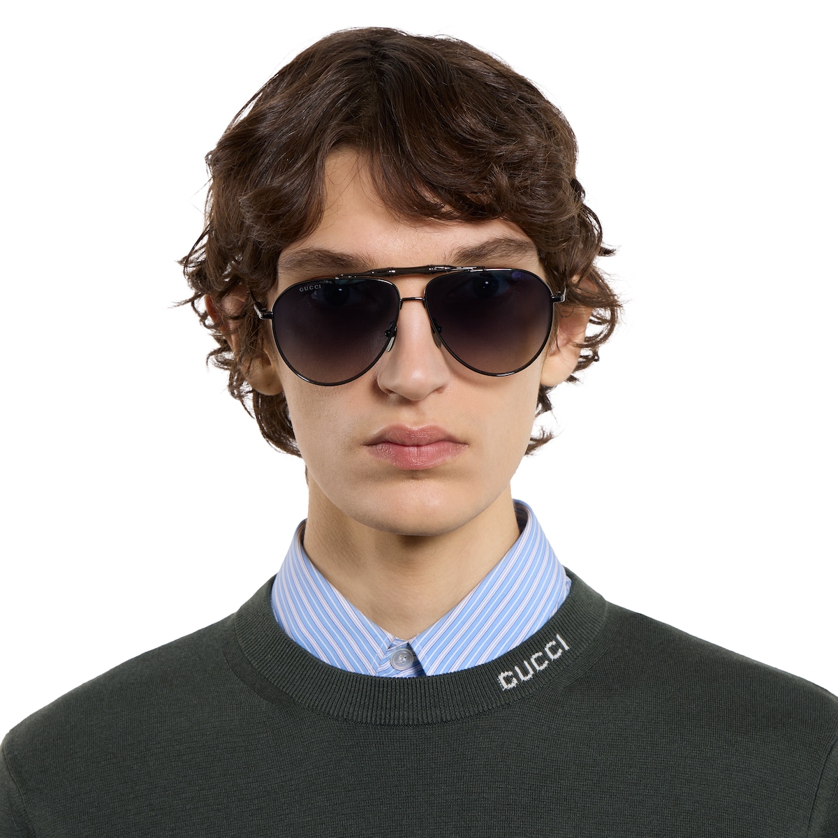 Pilot sunglasses in dark ruthenium | GUCCI® UK