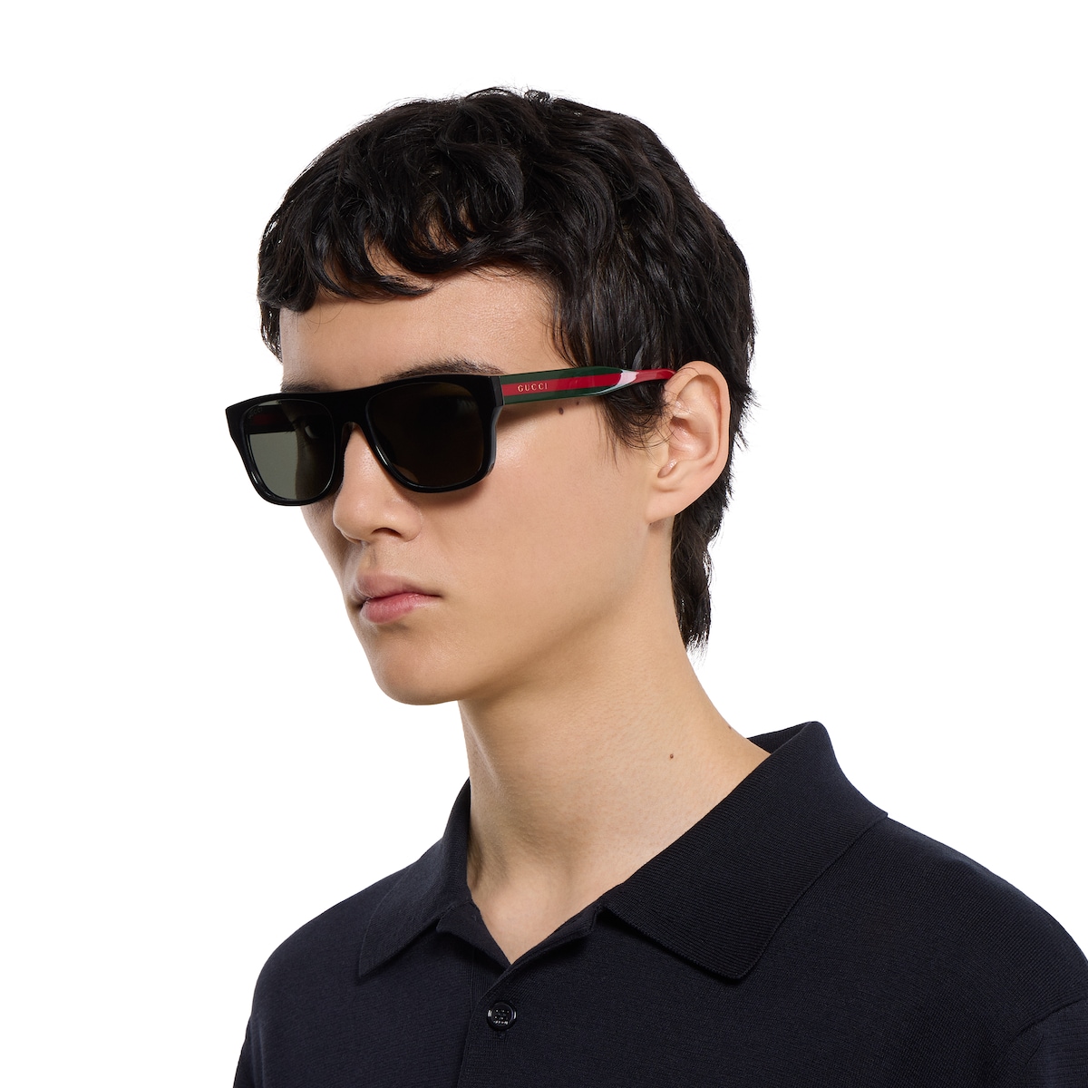 Square frame sunglasses in black | GUCCI® MX