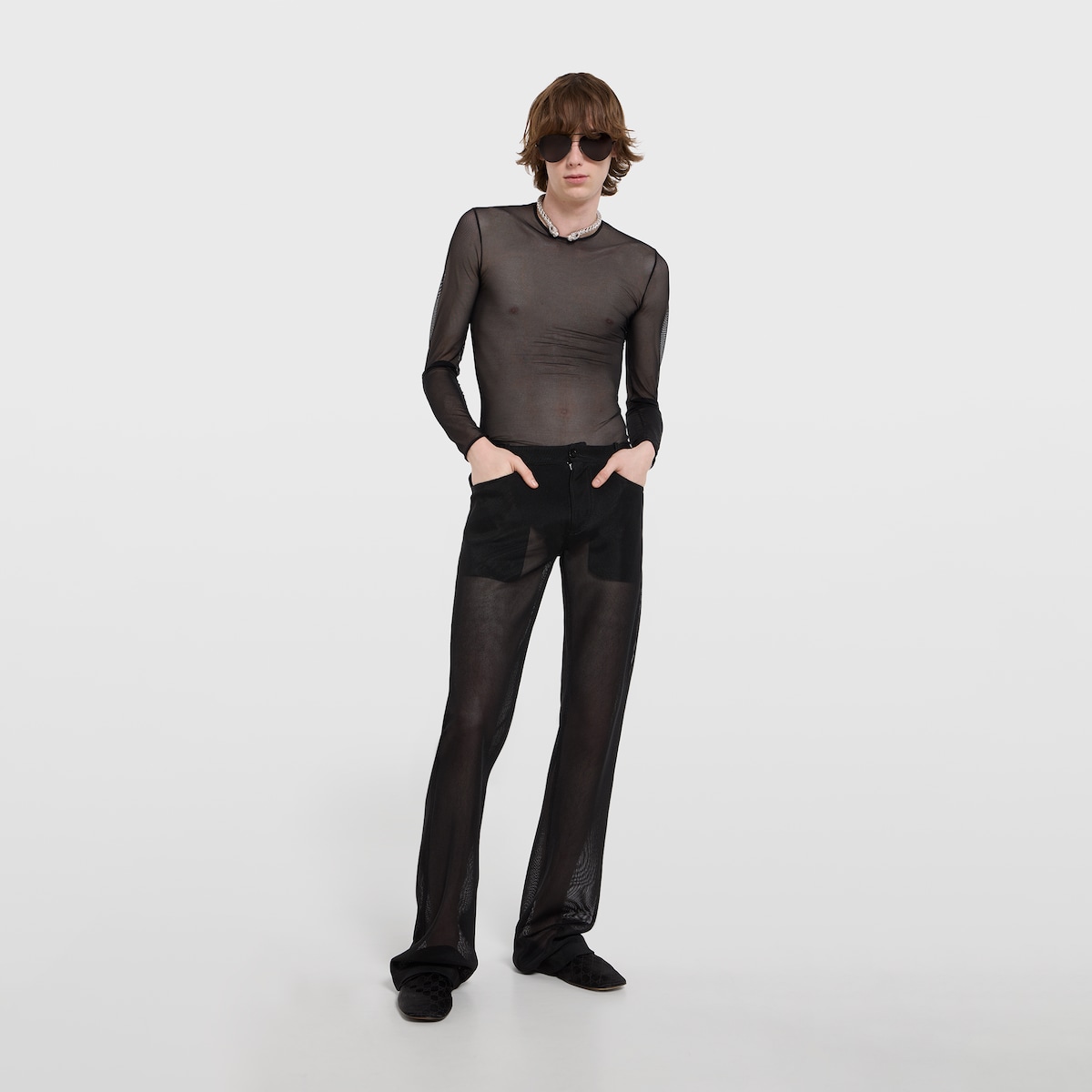 Mesh jersey T-shirt in black | GUCCI® MX