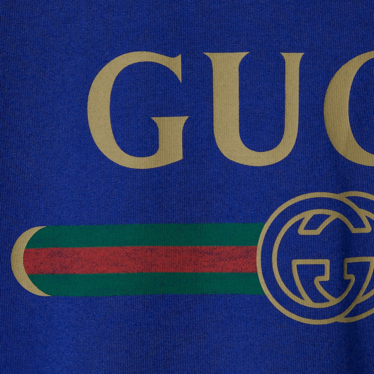 Silk blend jersey T-shirt with print in bright blue | GUCCI® IT