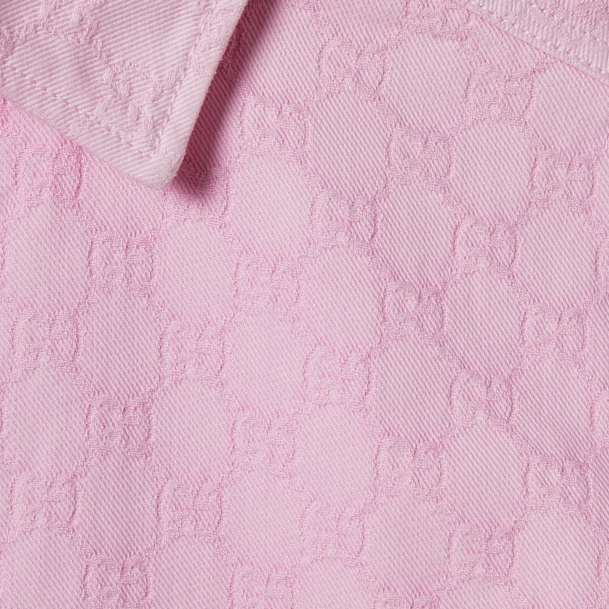 Dyed GG cotton denim jacquard shirt in light pink | GUCCI® IE