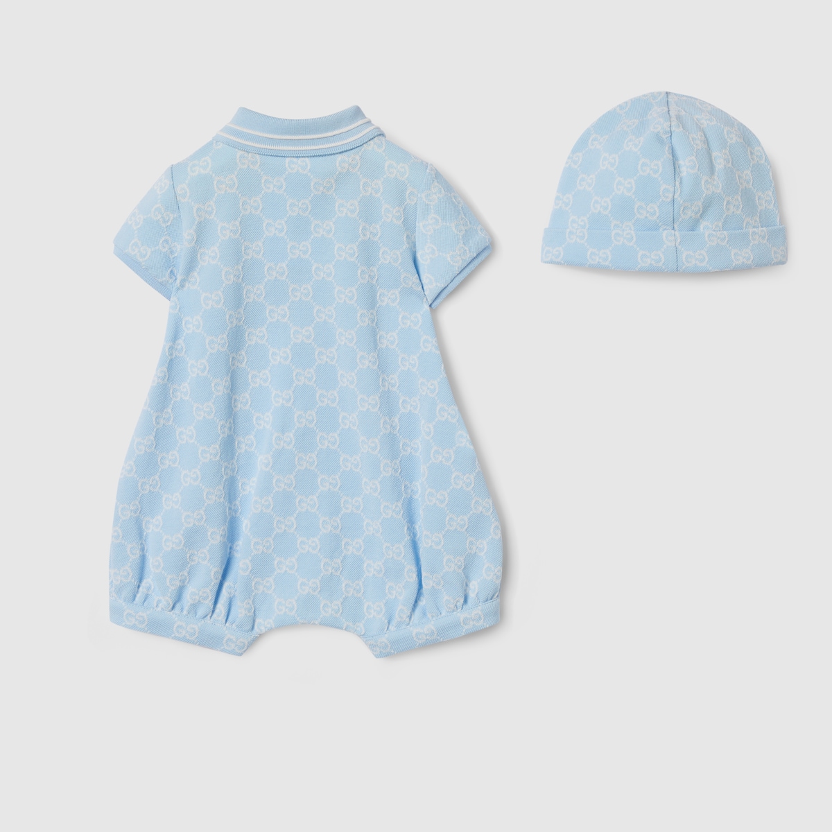 Baby GG cotton two-piece gift set in light blue | GUCCI® INT