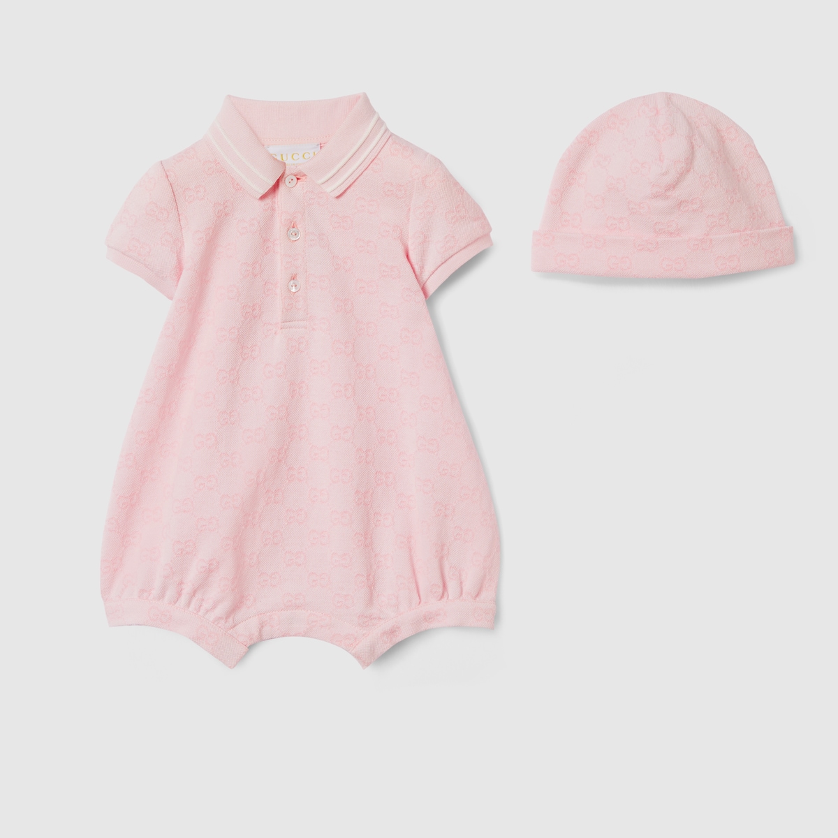 Baby GG cotton two-piece gift set in light pink | GUCCI® CA