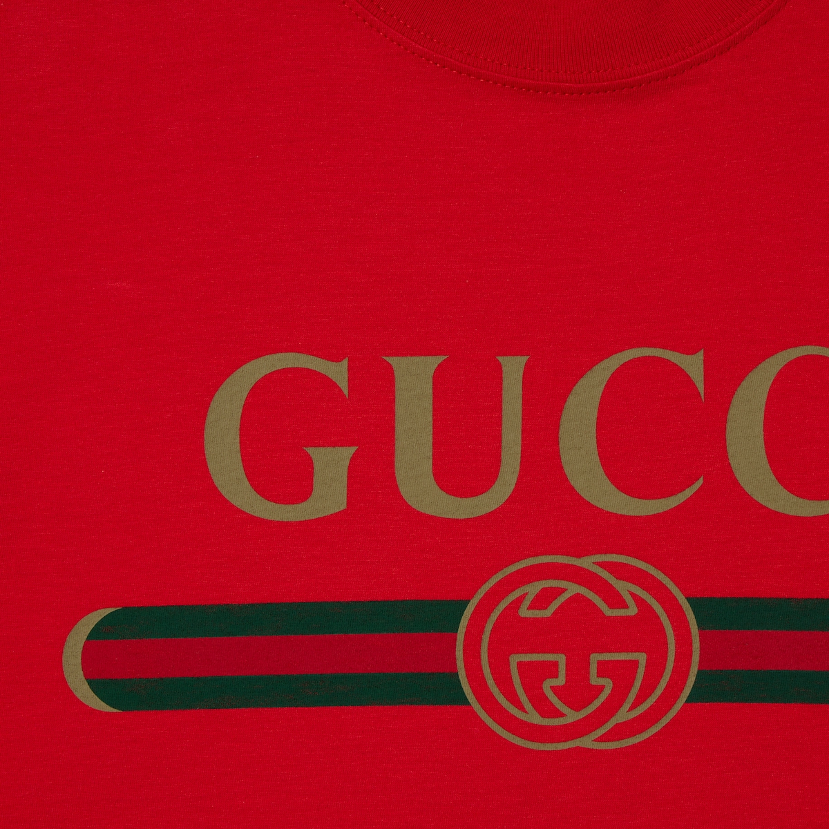 Silk blend jersey T-shirt with print in red | GUCCI® AE
