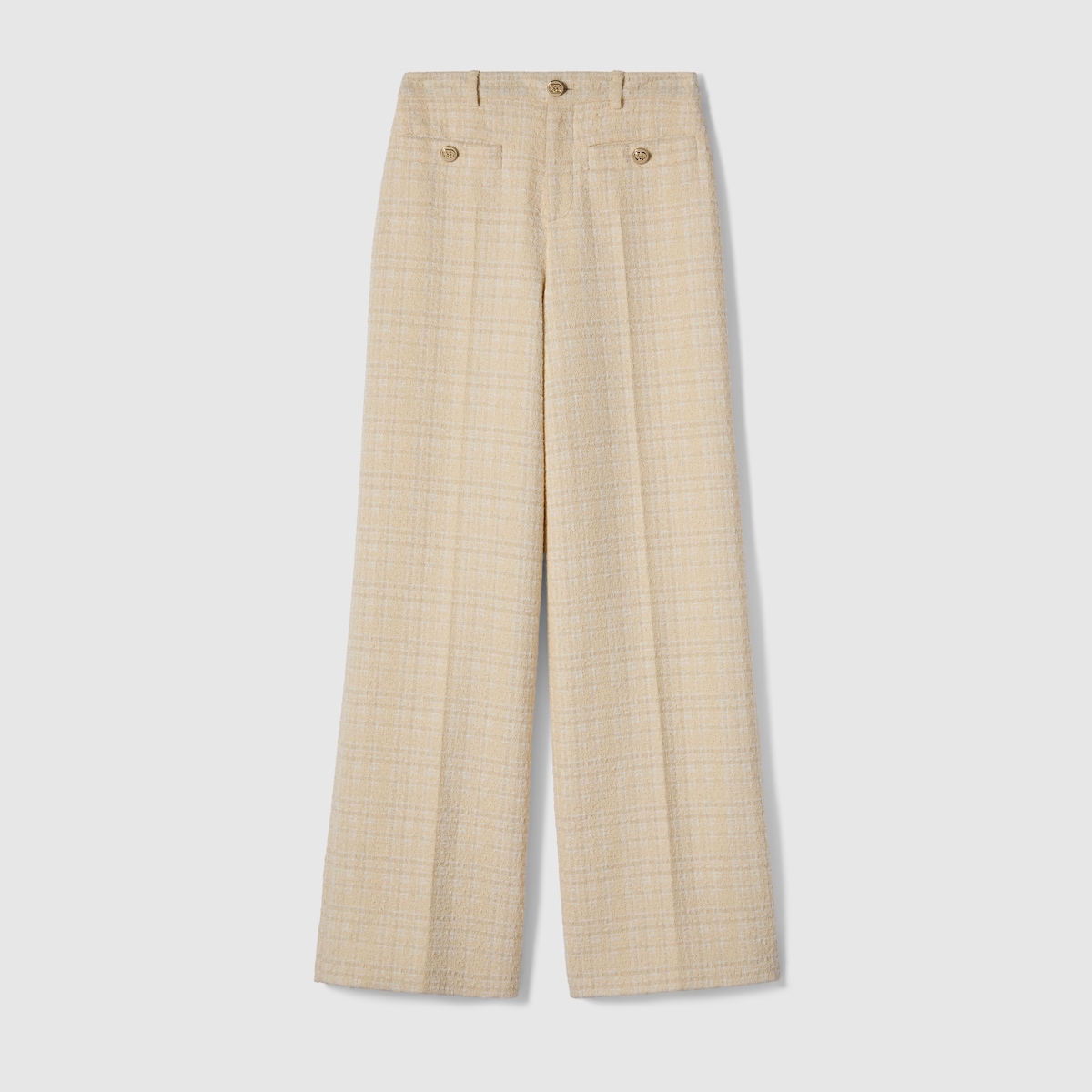 Check cotton tweed trousers in ivory | GUCCI® NZ