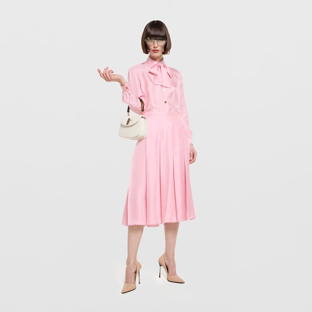 กระเป๋า Gucci Bamboo 1947 small bag inหนังสีขาว | GUCCI® TH