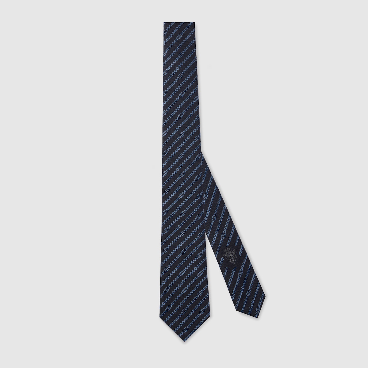 Interlocking G chain silk tie in blue | GUCCI® UK