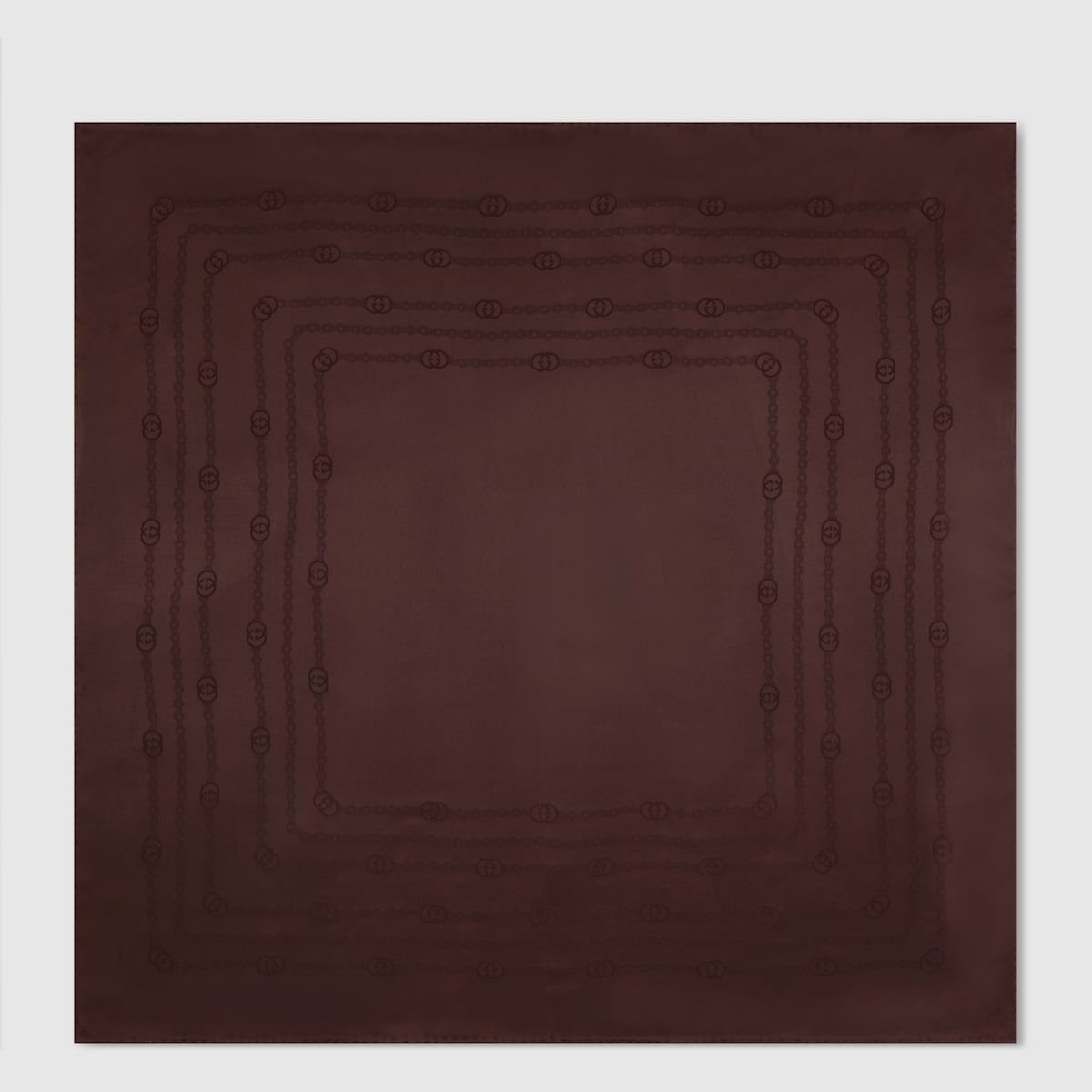 Interlocking G chain silk carré in brown | GUCCI® ZA