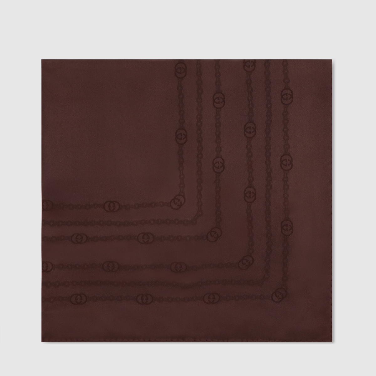 Interlocking G chain silk carré in brown | GUCCI® ZA