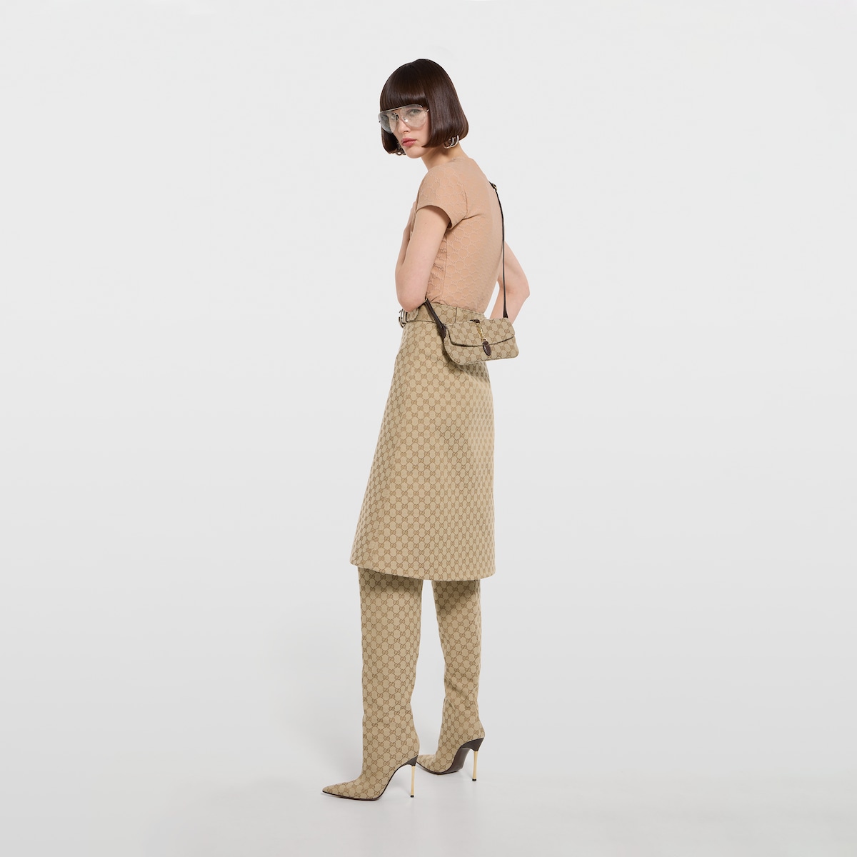 Gucci Jackie Mini-Tasche in sandfarbener und brauner GG Canvas | GUCCI® DE