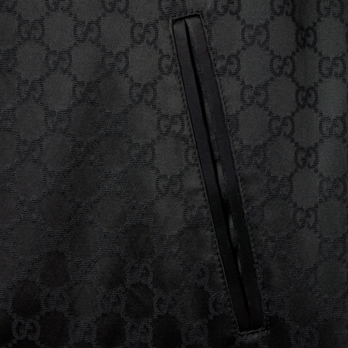 GG cotton satin zip jacket with piping in black | GUCCI® NL
