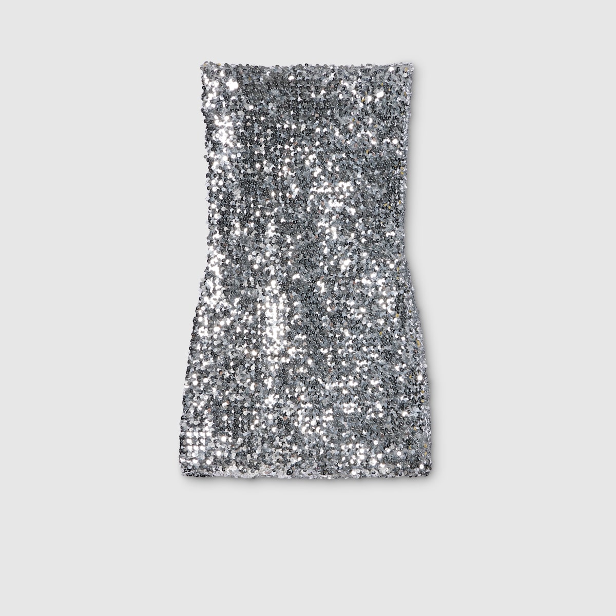 Embroidered sequin elastic fabric dress in silver | GUCCI® CA