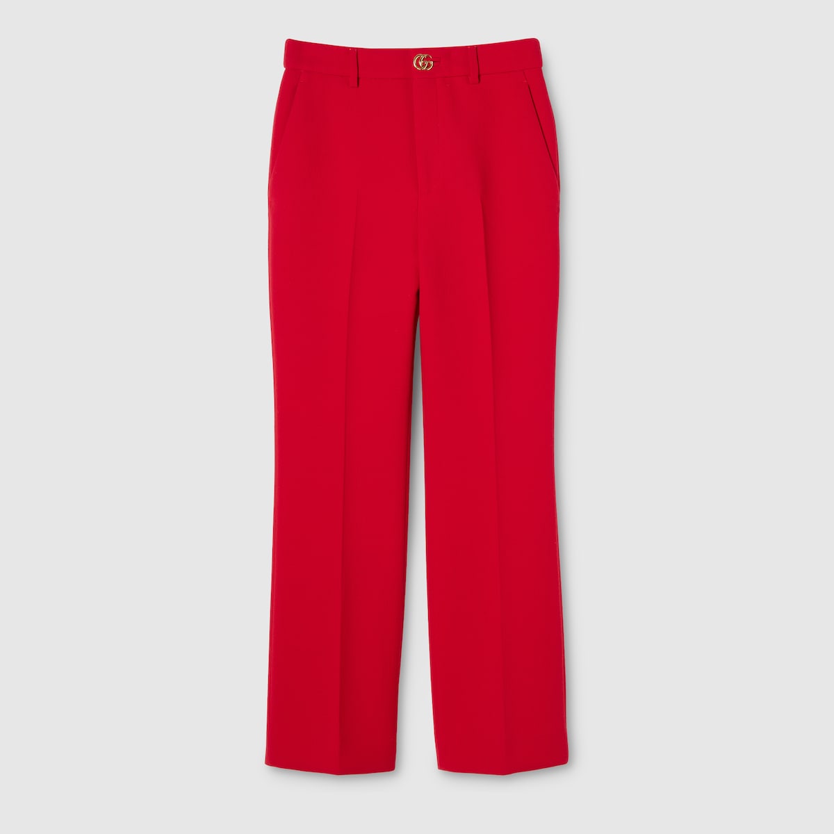 Crêpe wool pants with Double G button in red | GUCCI® ZA